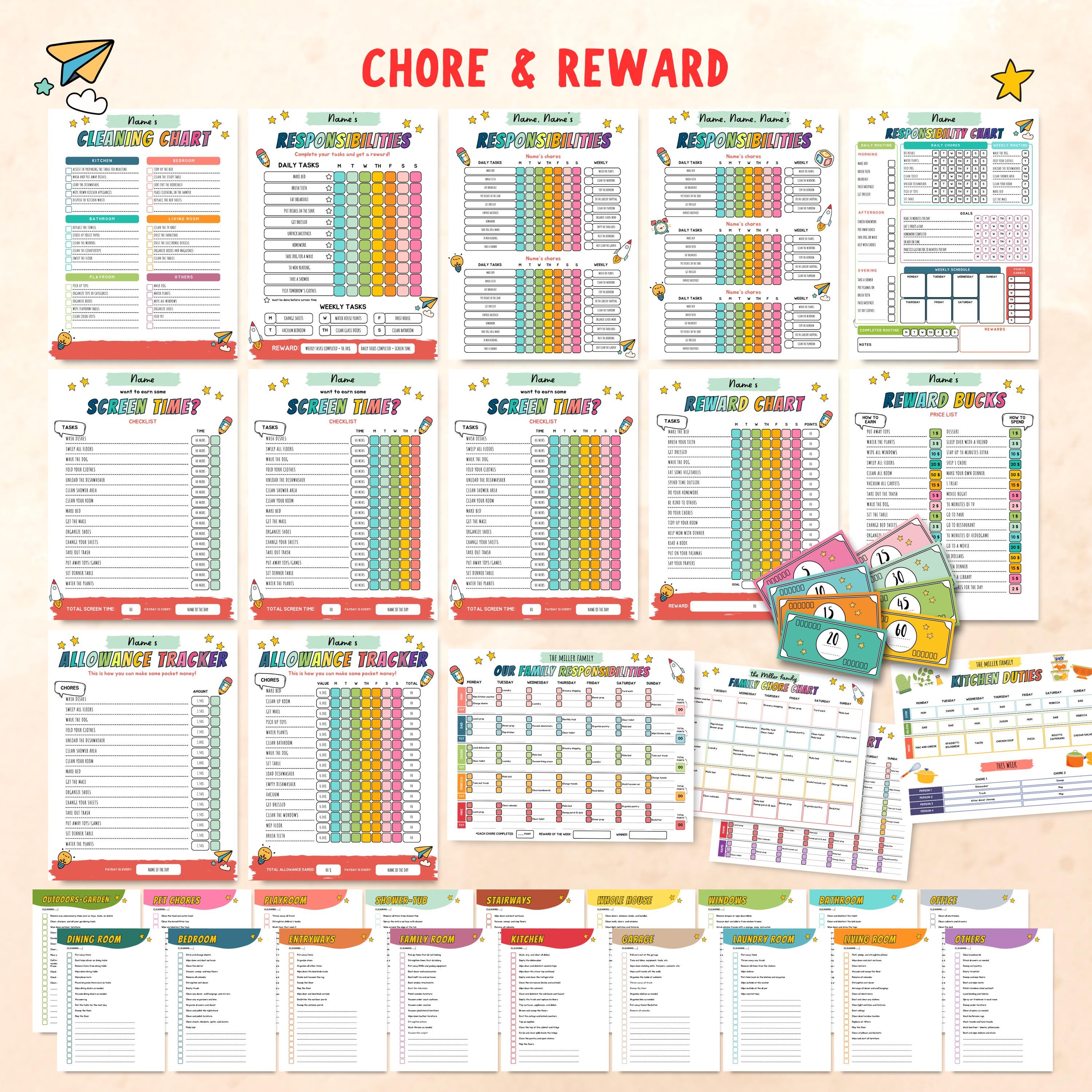 ADHD Kids Executive Function Success Pack – Editable Chore & Behavior ...