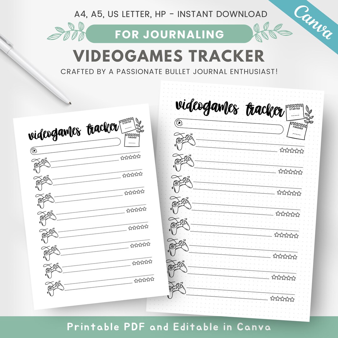 Video Games Tracker, Gaming Tracker, Printable Planner Insert ...