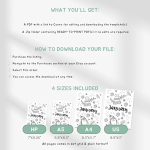 12 Month Cover Pages, 12 Month Title Insert, Editable Monthly Journal ...