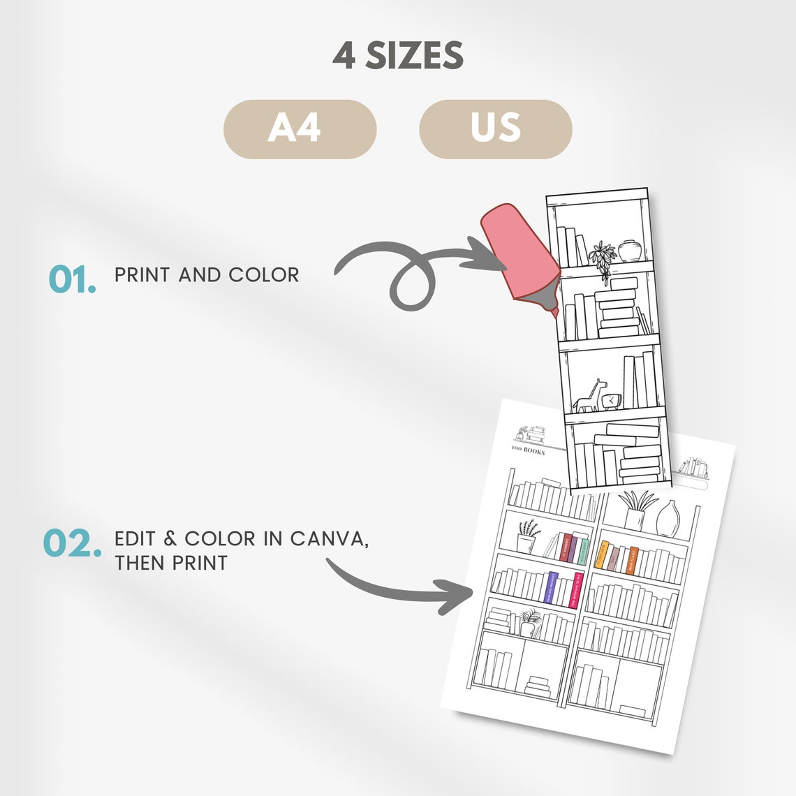 Printable Bookshelf Bookmarks, Editable Reading Tracker, Coloring ...