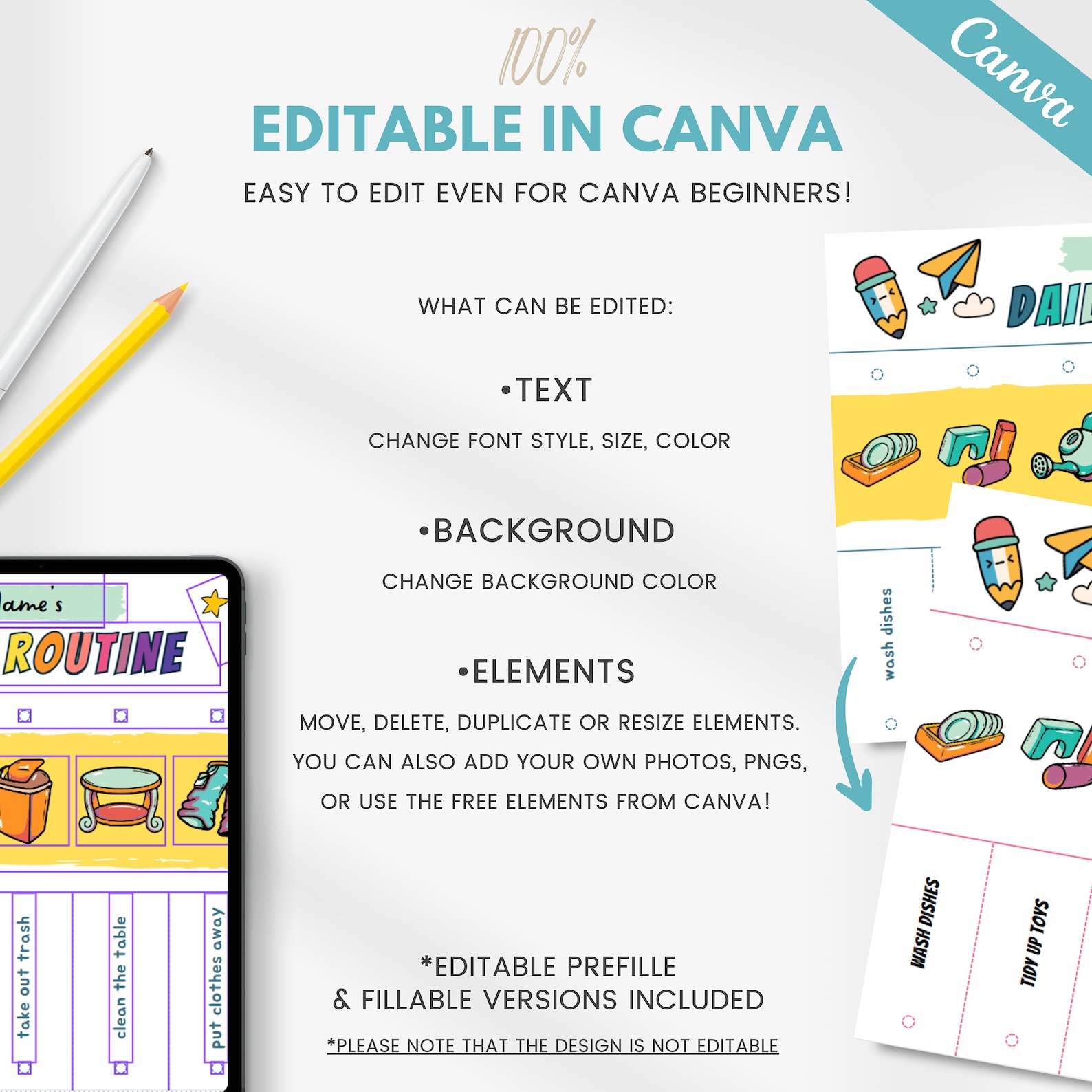 Editable Flip Routine Chart for Kids, Toddlers Routine Chart, Printable ...