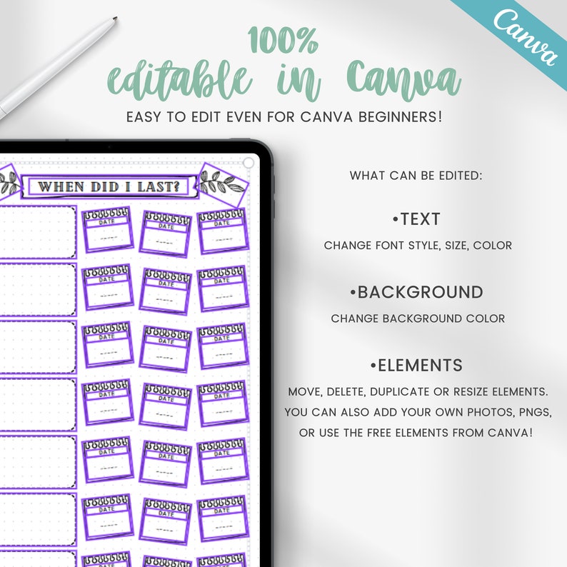 Printable When Did I Last Tracker, Task Reminder, Recurring Task ...