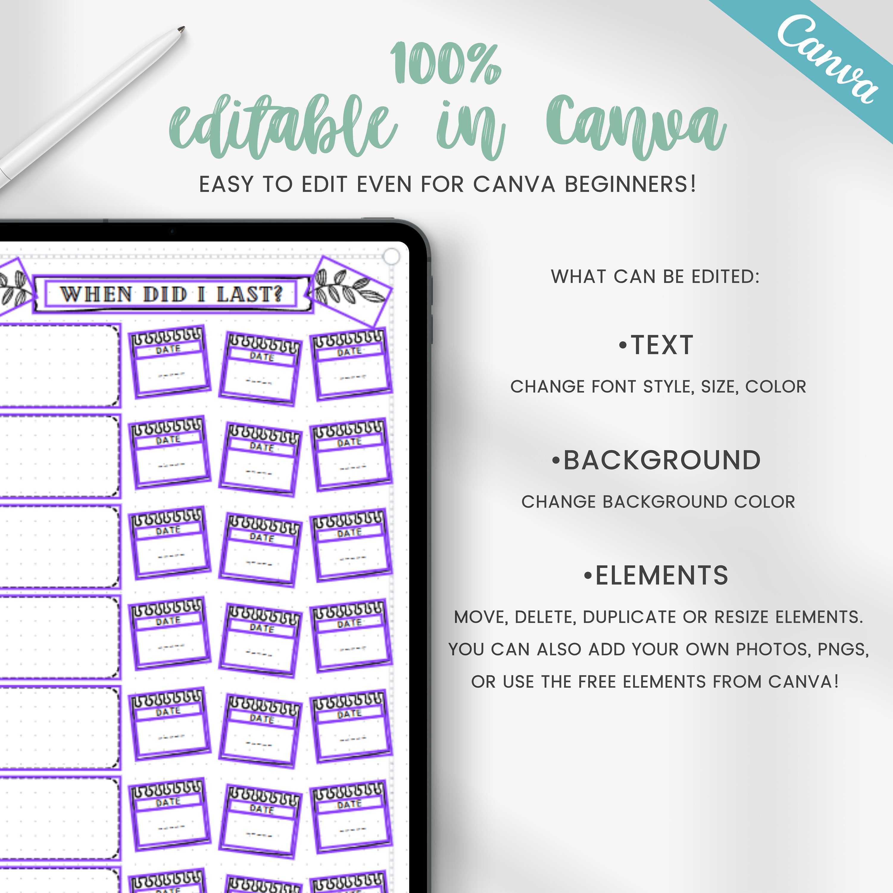 Printable When Did I Last Tracker, Task Reminder, Recurring Task ...