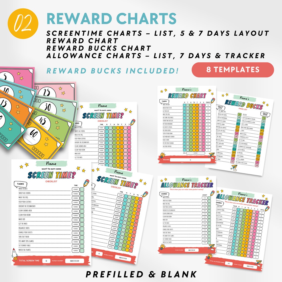 Editable Kids Chore Chart Bundle, Kids Checklist, Children Daily Weekly ...