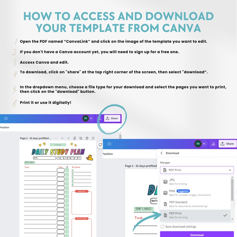 Editable Daily Study Plan for Kids, Daily Homework Planner, Kids Study ...