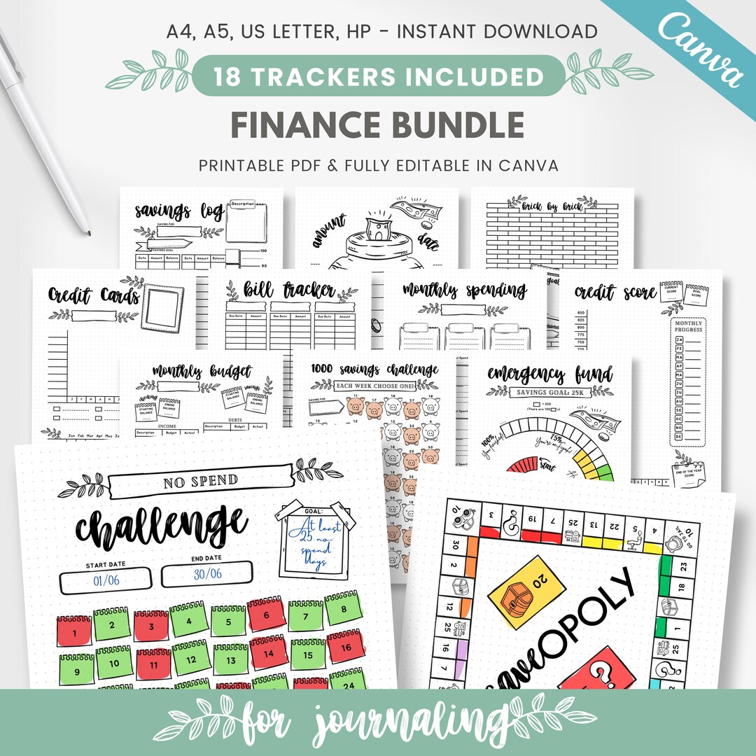 Printable Finance Trackers Bundle, Budget Planner Binder, Finance ...