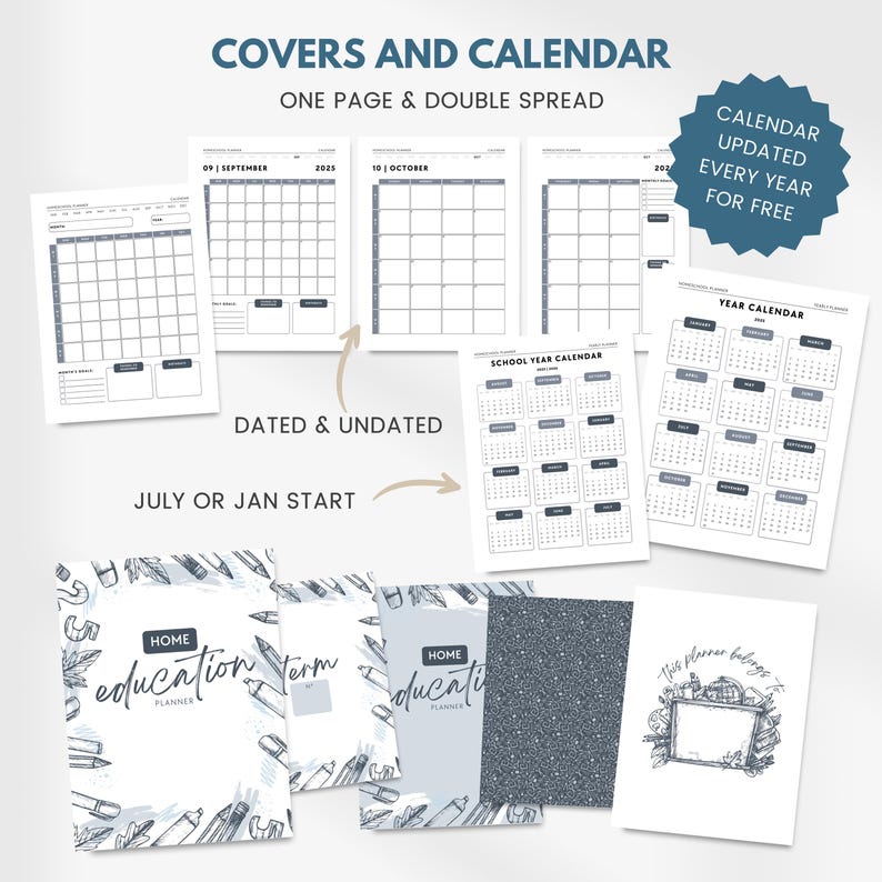 Homeschool Planner 2025 - 2026, FULLY EDITABLE & PRINTABLE Teacher ...