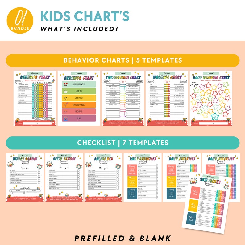 Editable Kids Chore Chart & ADHD Cleaning Bundle Household - Etsy