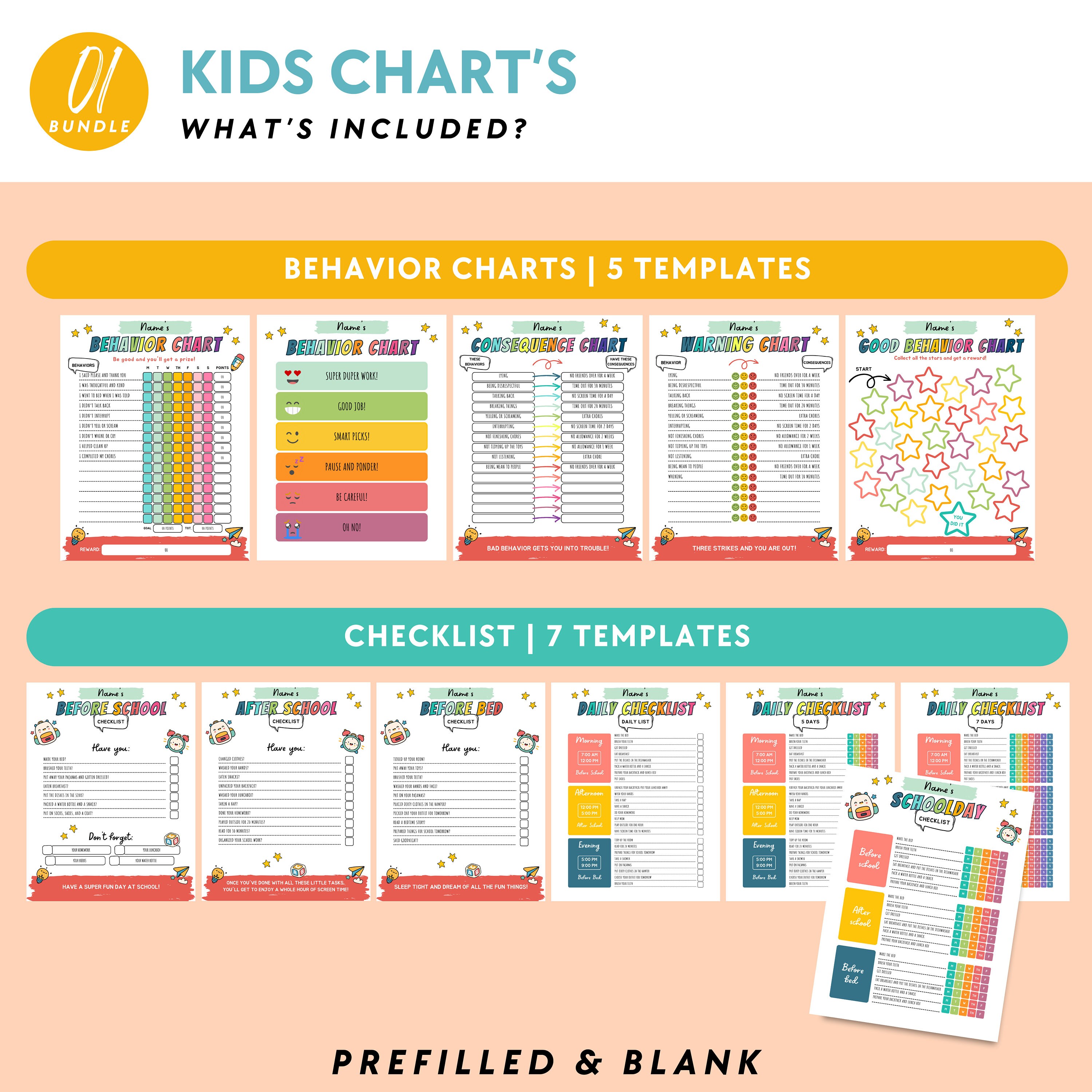 Editable Kids Chore Chart & ADHD Cleaning Bundle Household - Etsy UK