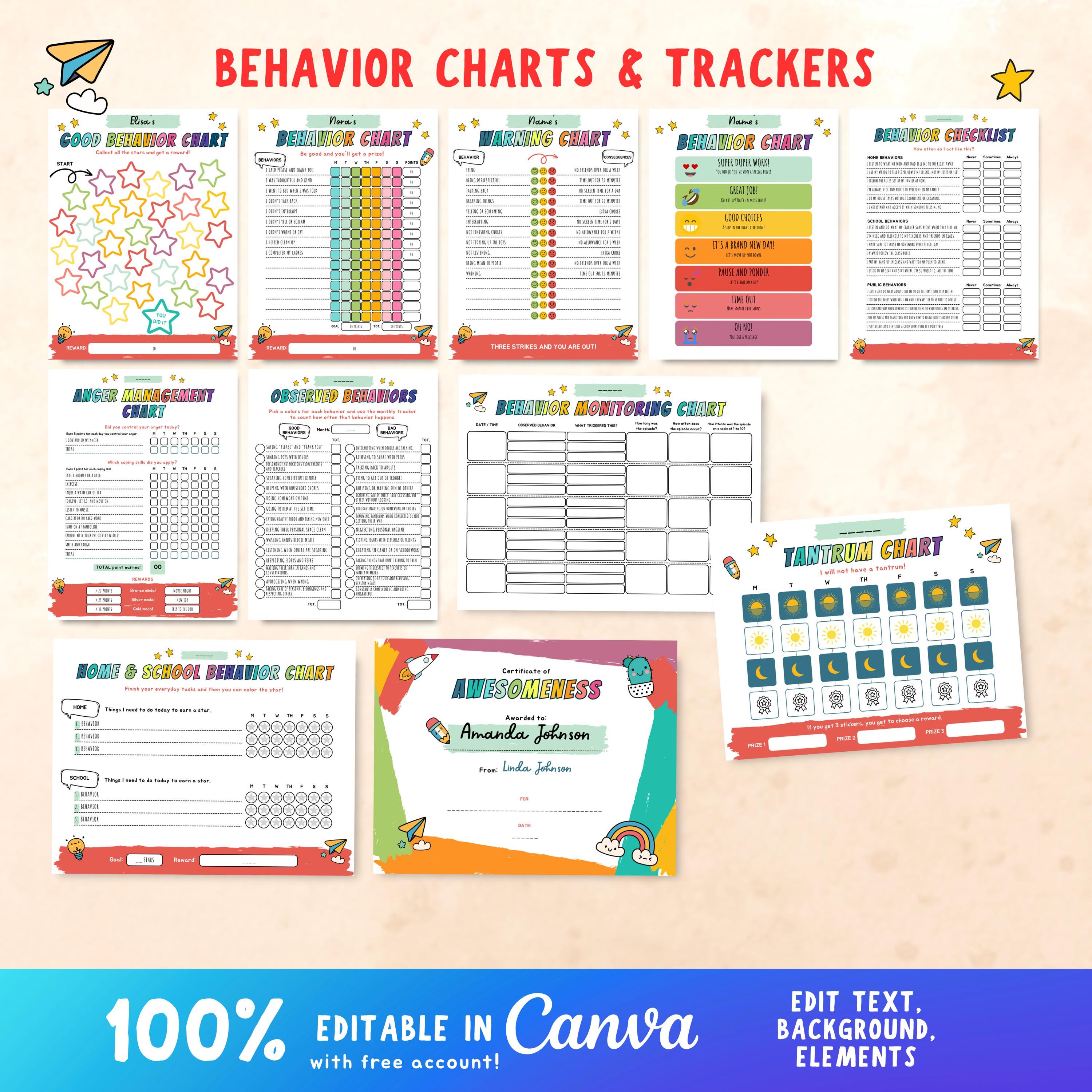 ADHD Kids Executive Function Success Pack – Editable Chore & Behavior ...