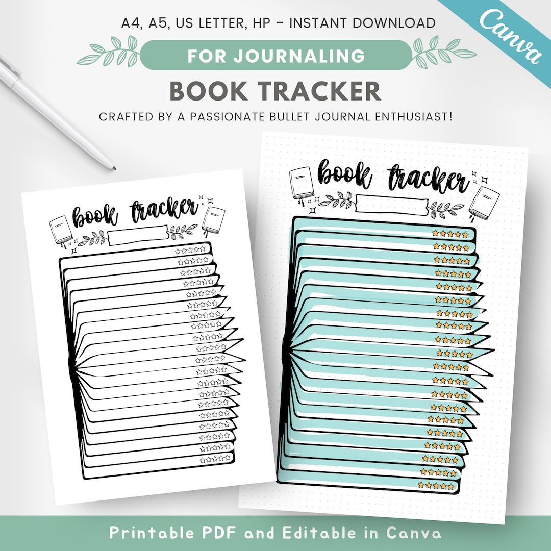 Book Tracker, Printable Reading Journal Page, Book Tracker, Reading Log ...