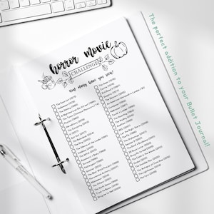 Editable Horror Movie Challenge, Scary Movie Checklist, Halloween Movie ...