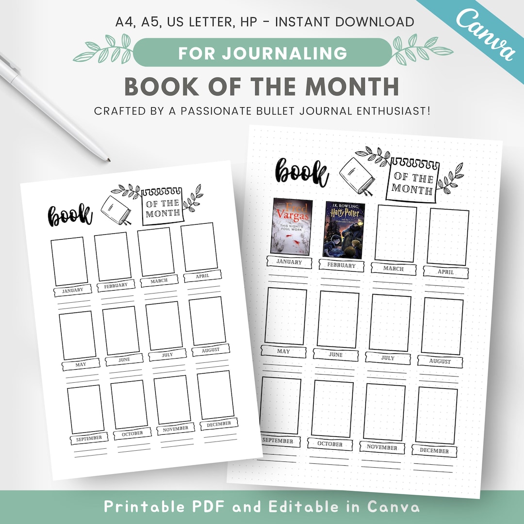 Book of the Month, Favorite Books of the Year, PRINTABLE & EDITABLE ...