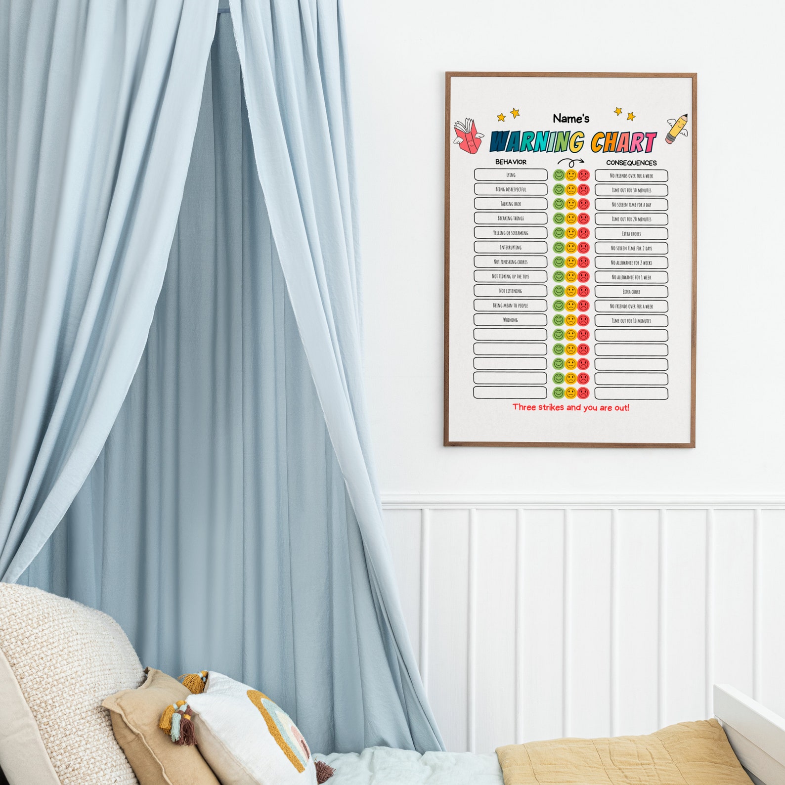 Editable Behavior Chart for Kids 3 Strikes Warning Chart - Etsy