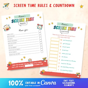 Editable Screen Time Chart With Reward Bucks, Printable Kids Screen ...