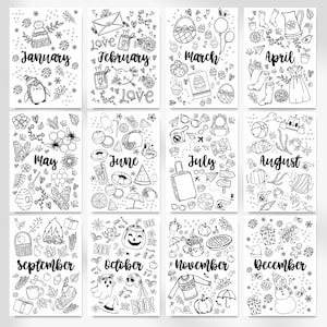 12 Month Cover Pages, 12 Month Title Insert, Editable Monthly Journal ...