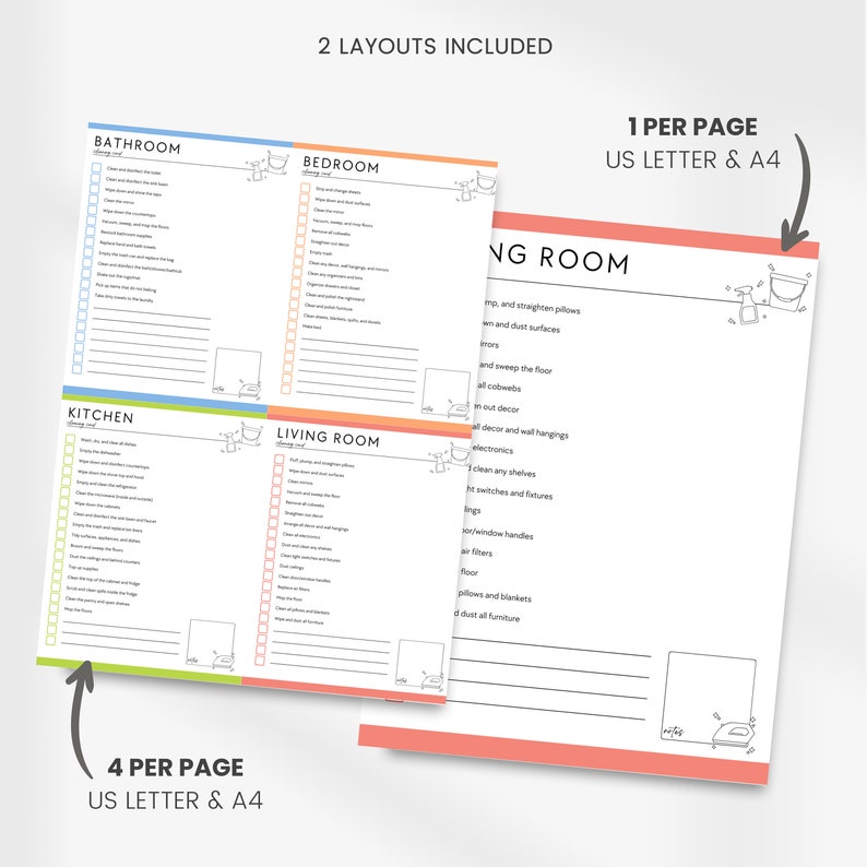 Editable Adhd Cleaning Checklist by Room, Printable Cleaning Cards ...