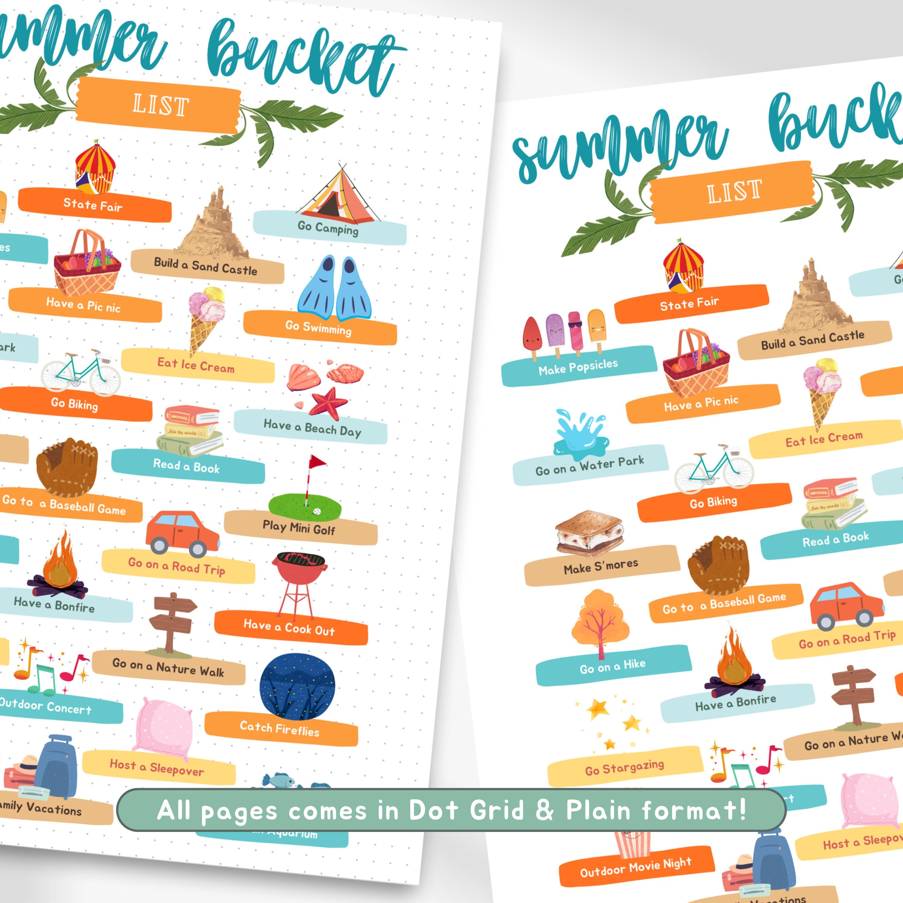 Summer Journal Pages Bundle, Summer Bucket List, Printable Summer ...