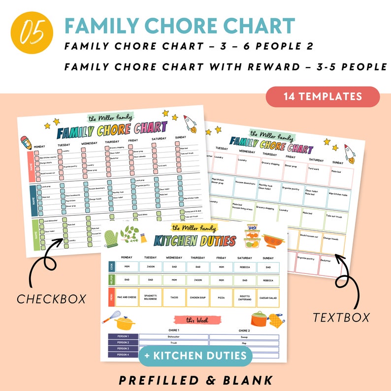 Editable Kids Chore Chart Bundle Kids Checklist Children - Etsy