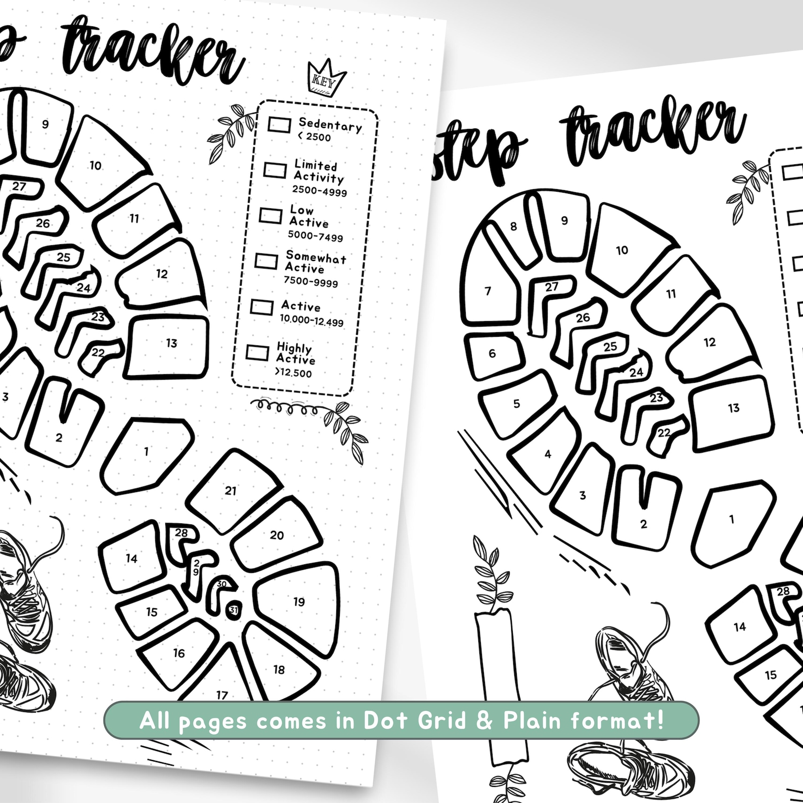 Monthly Step Tracker, Daily Step Counter, Printable Walking Tracker ...