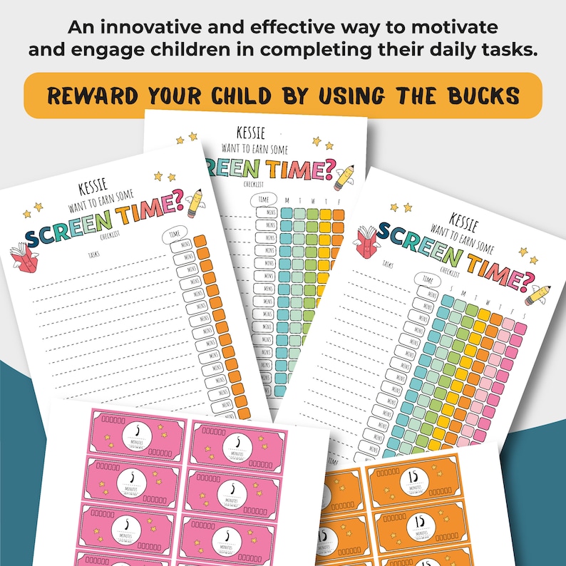Editable Screen Time Chart With Reward Bucks Kids Chore - Etsy Australia