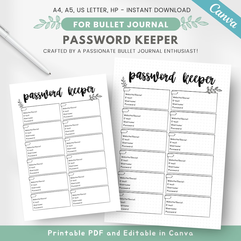 Personal Password Keeper - Etsy