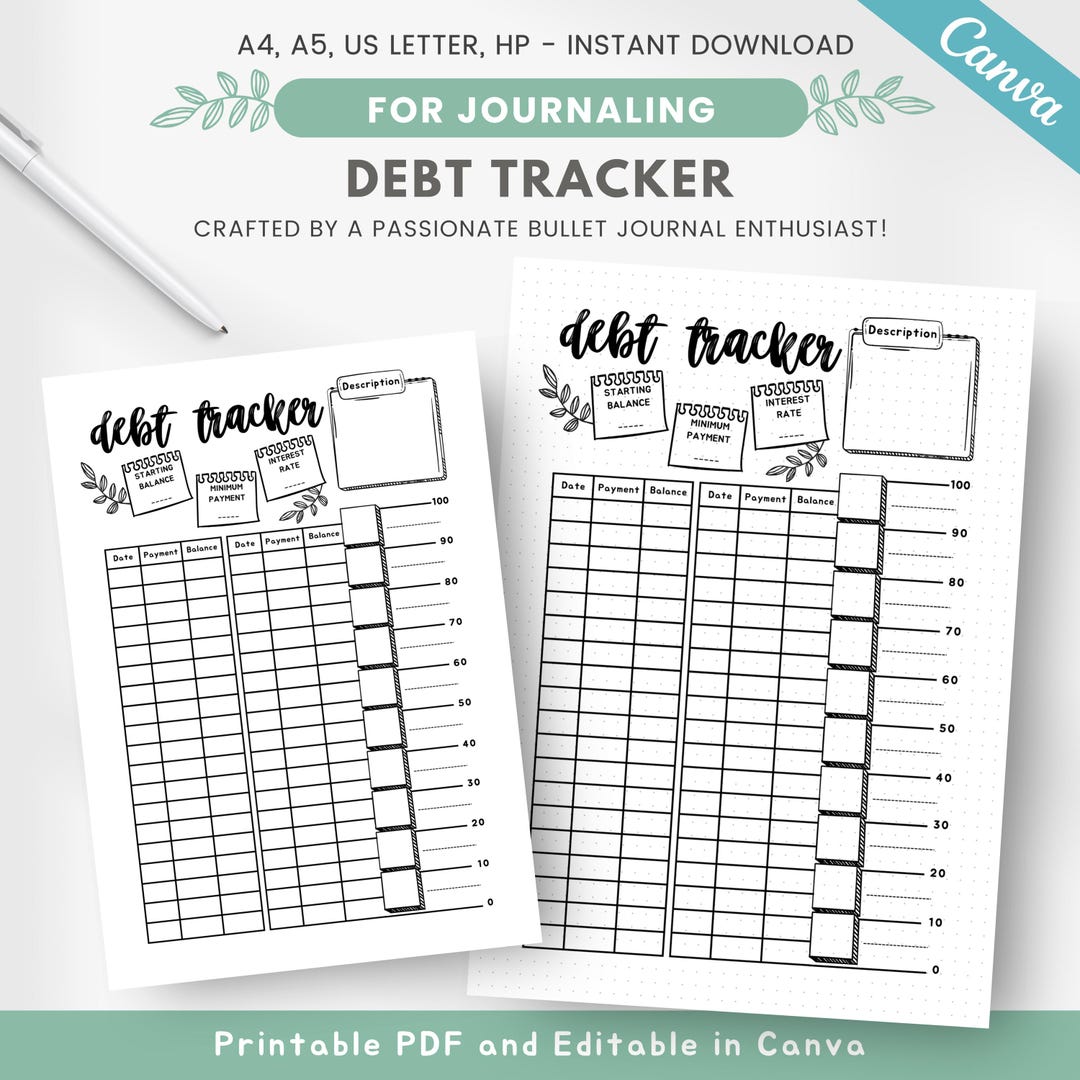 Debt Payoff Tracker, Debt Repayment Plan, Printable Debt Progress ...