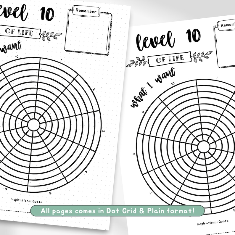 Printable Level 10 Life Journal Template, Editable Wheel of Life, Goals ...