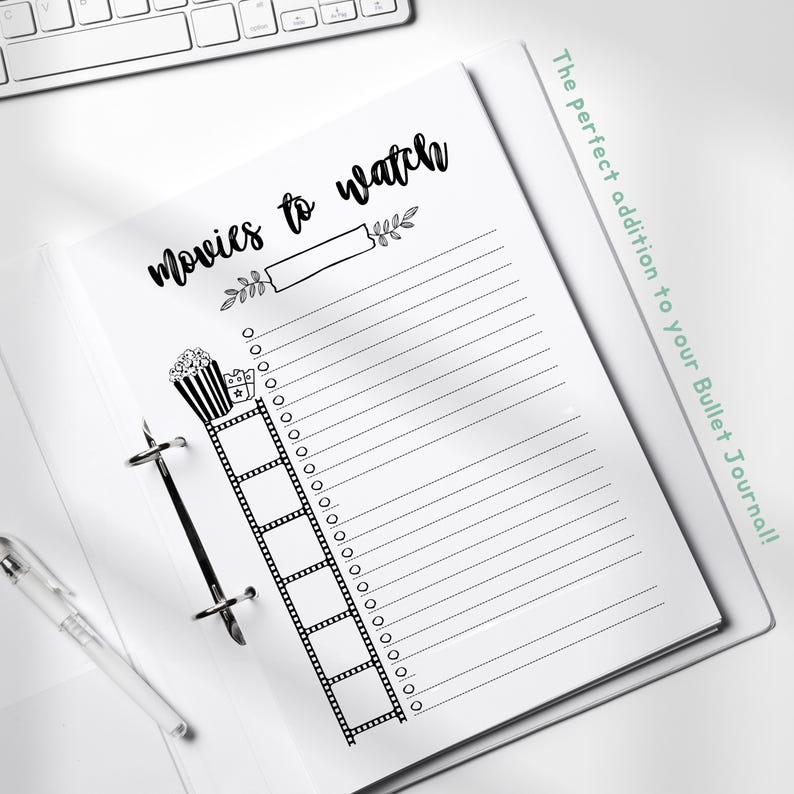 Printable Movies Watchlist, Movies to Watch Bullet Journal Page, Movies ...