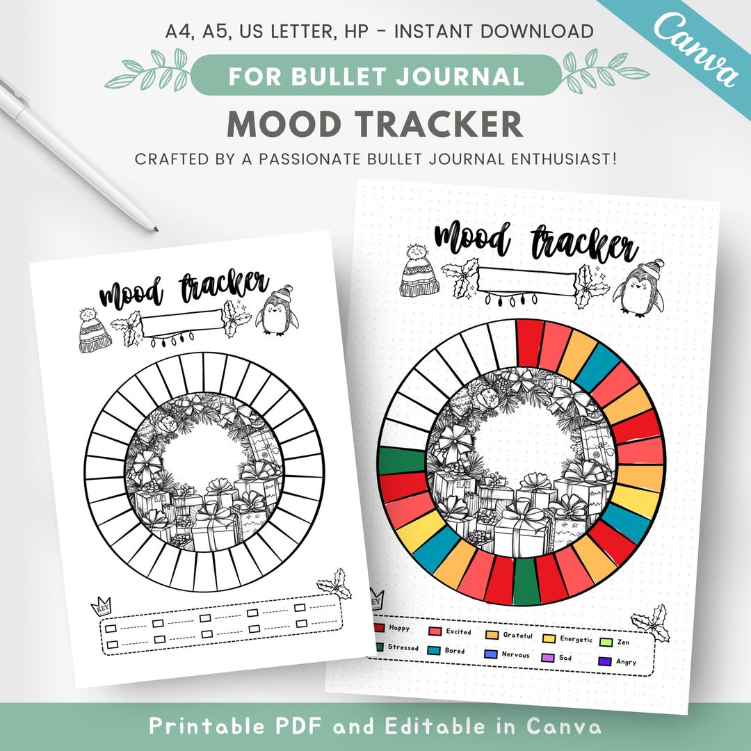 Christmas Present Mood Tracker, Christmas Gift Mood Journal, Winter ...