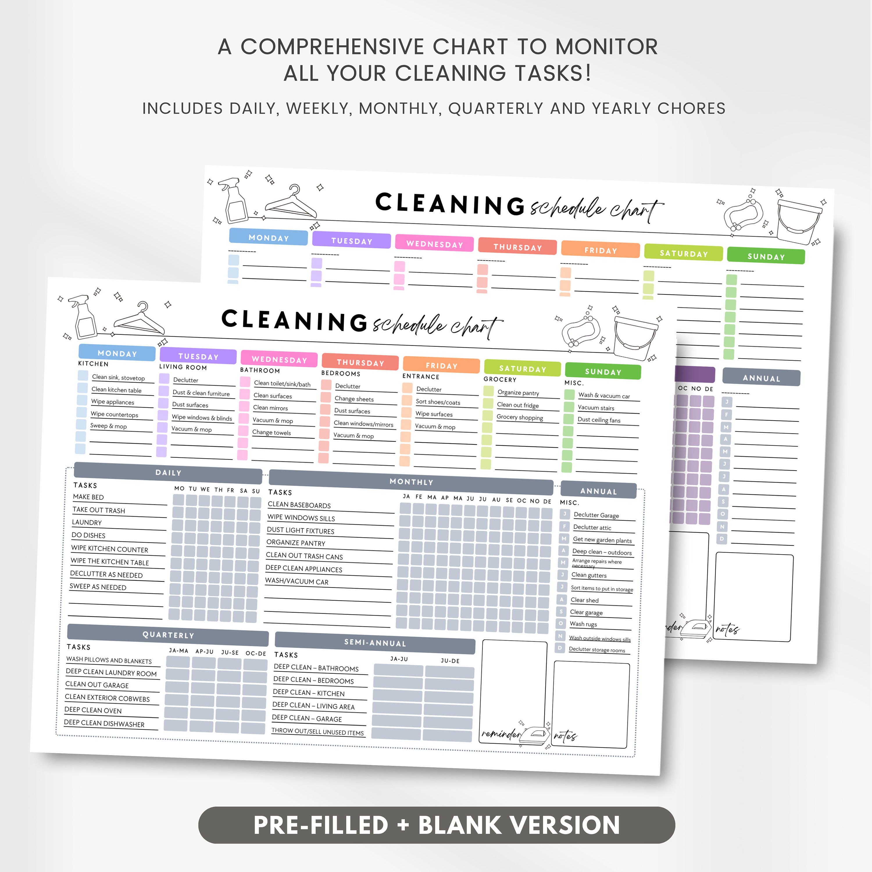 Editable Cleaning Schedule, Adhd Cleaning Checklist, Printable House ...