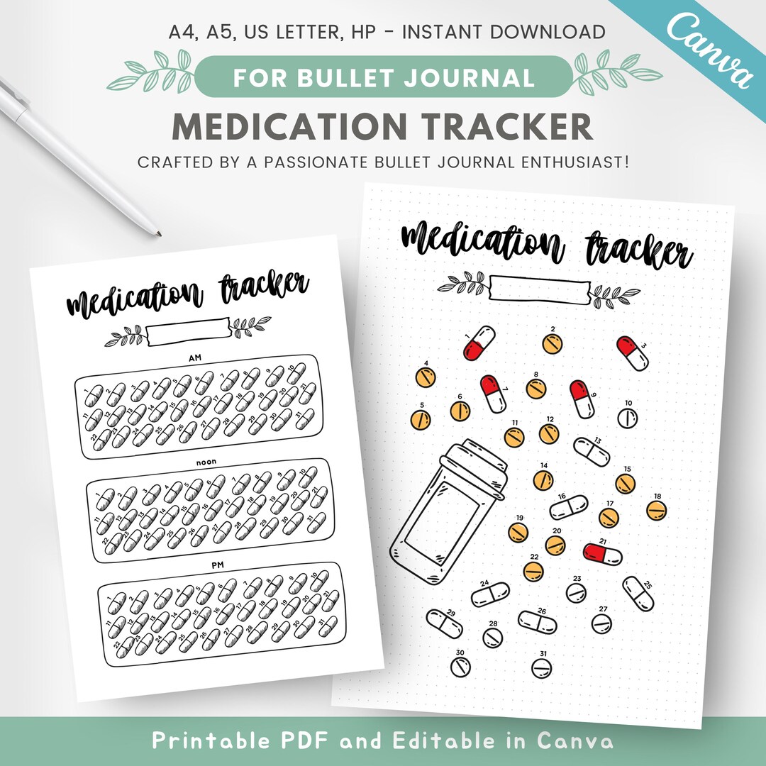 Monthly Medication Tracker, Medicine Intake Reminder, Health Tracker ...