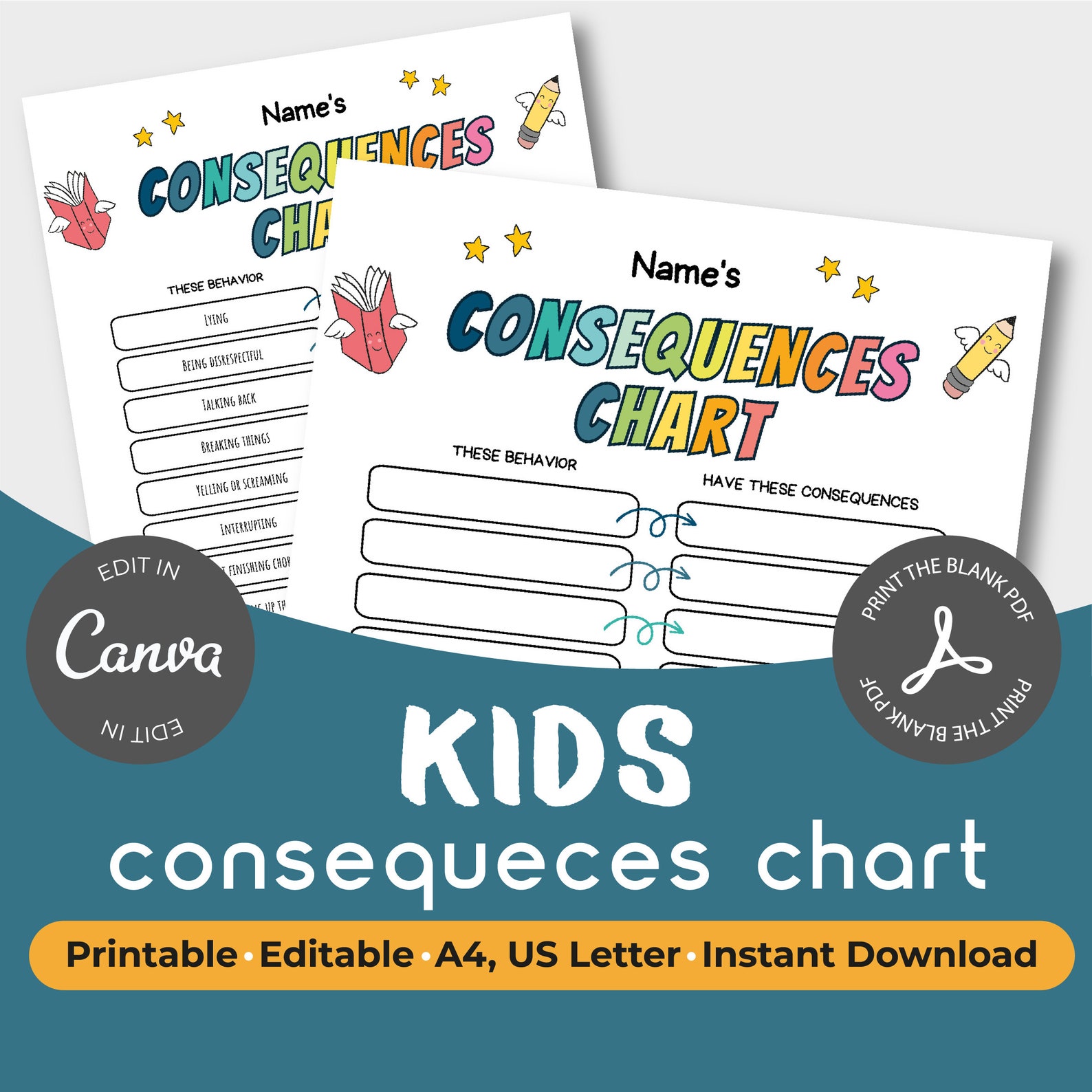 Consequence Chart for Kids Consequences of My Actions Good - Etsy