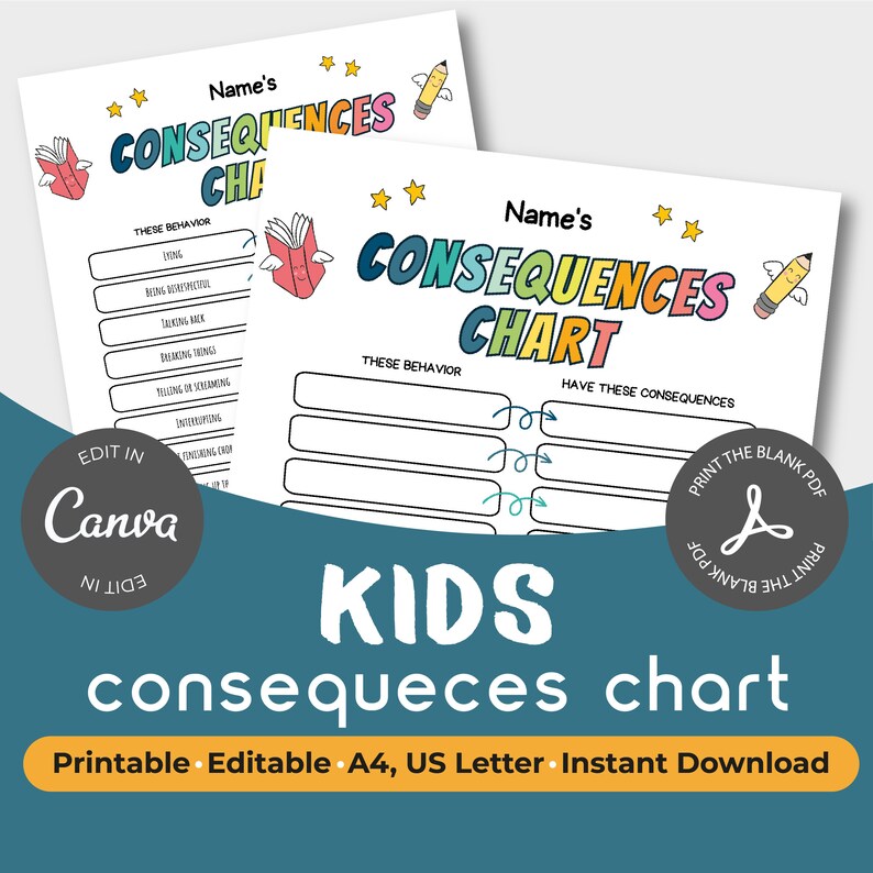 Consequence Chart for Kids Consequences of My Actions Good - Etsy