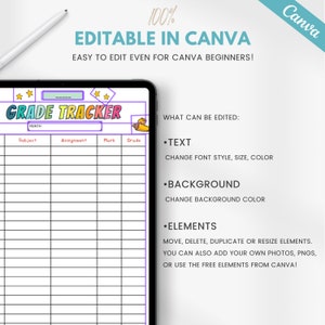 Printable Kids Grade Tracker, Homeschool Teacher Grade Book, Student ...