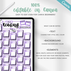Alphabet Reading Challenge, A-Z Book Challenge, Reading Journal Page ...