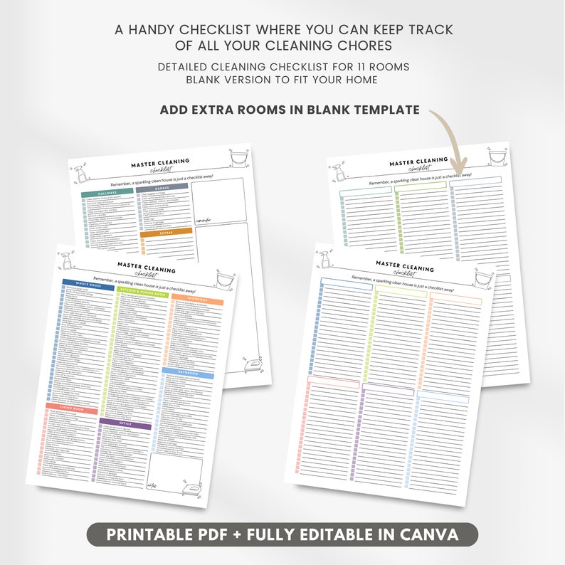 Editable Master Cleaning Checklist, Home Deep Cleaning Planner ...