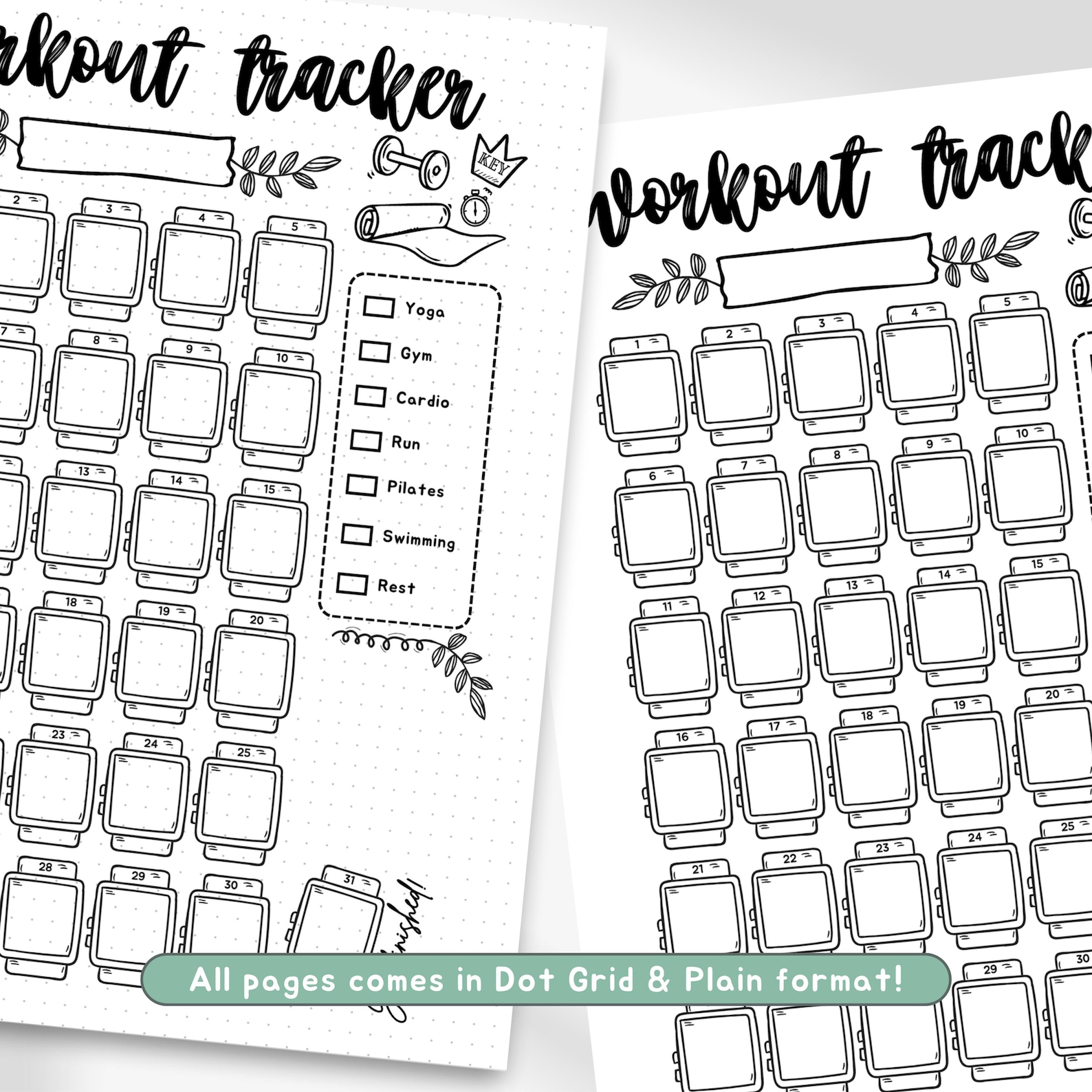 Monthly Workout Tracker, Printable Exercise Tracker, Monthly Fitness ...