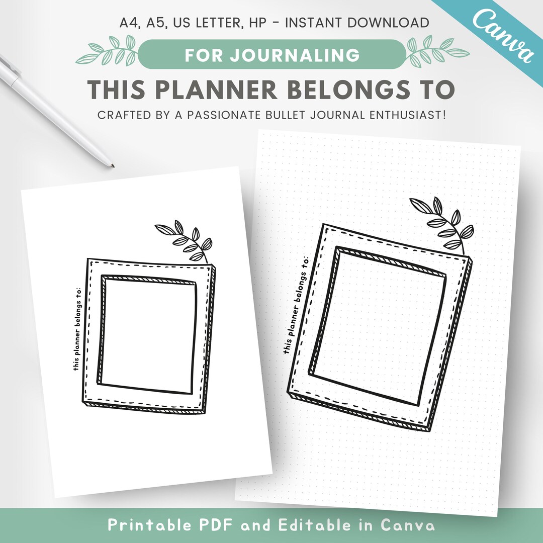 This Journal Belongs To, Journal Title Page, Printable Planner Page ...