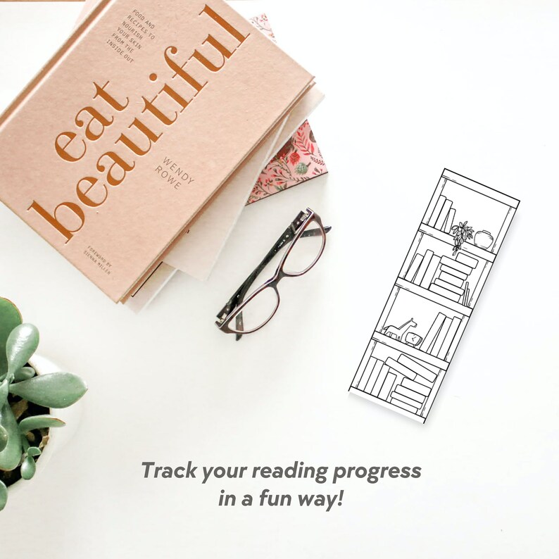 Printable Bookshelf Bookmarks, Editable Reading Tracker, Coloring ...