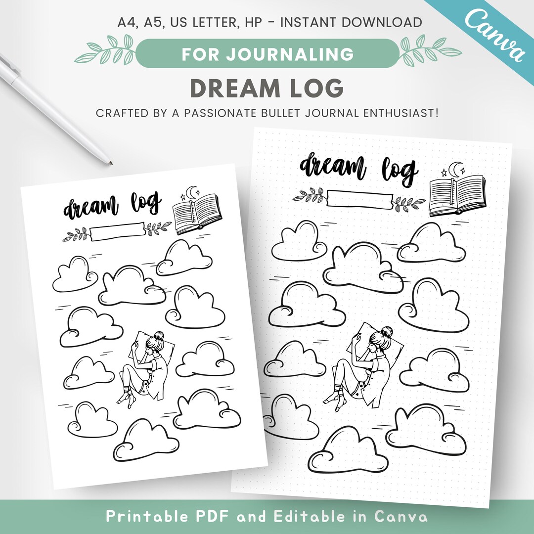 Dream Log, Dream Diary, Printable Planner Insert, Monthly Dream Tracker ...