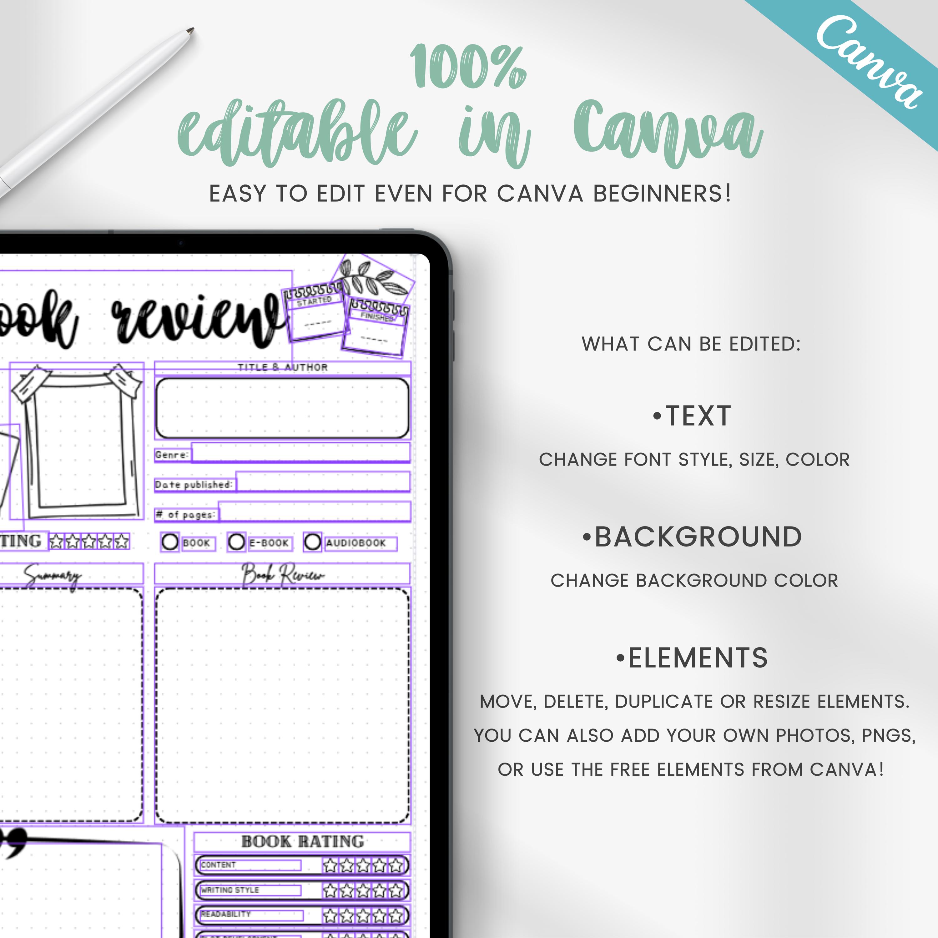Printable Book Review Template, Bookclub Book Review Page, Digital ...