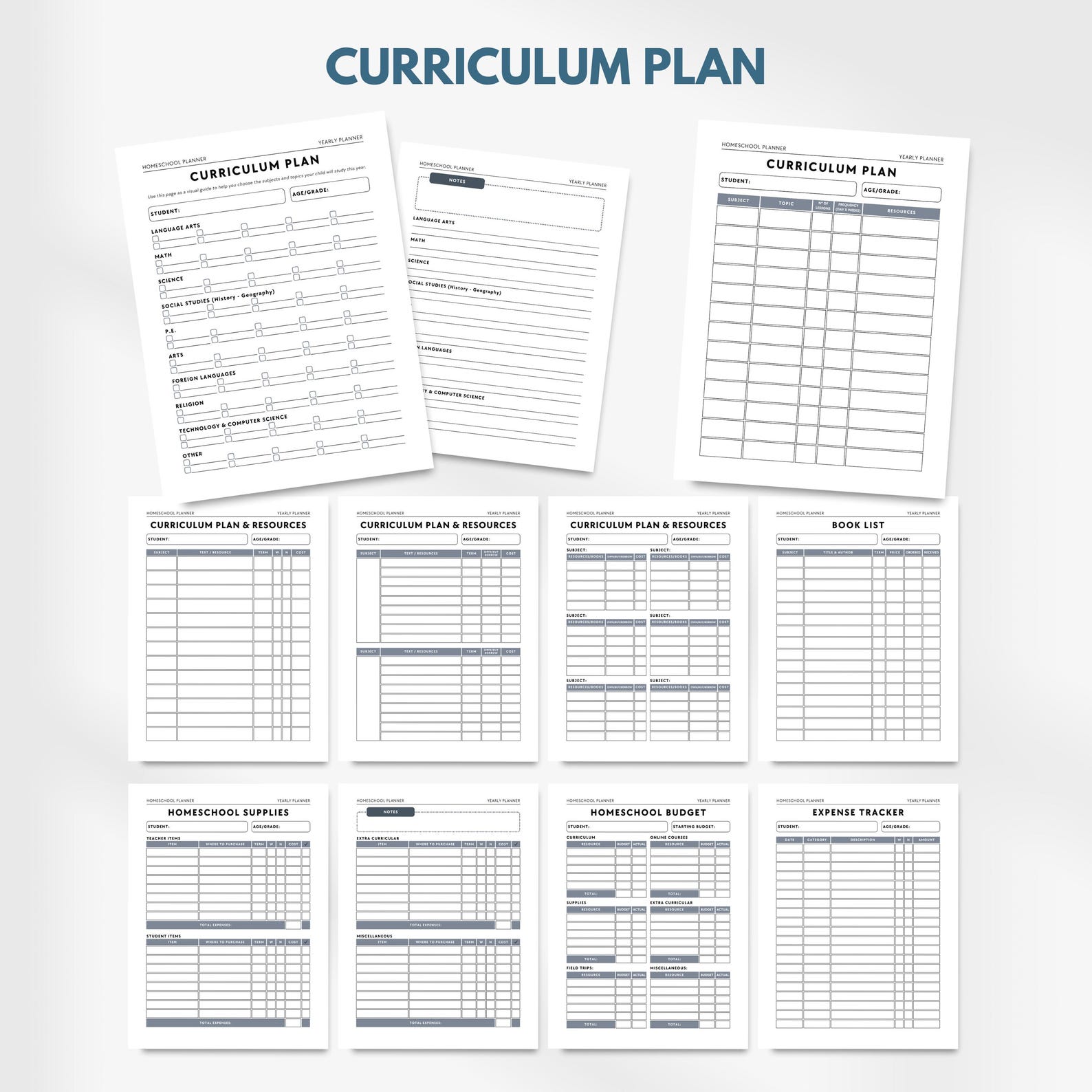 Homeschool Planner 2025 - 2026, FULLY EDITABLE & PRINTABLE Teacher ...
