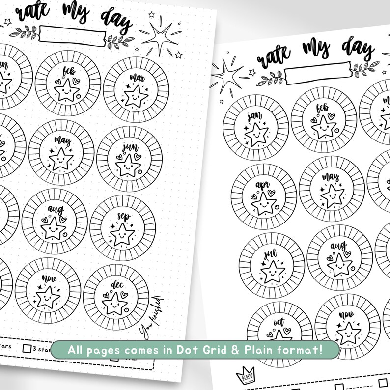 Rate My Day Tracker, Printable Journal Page, Journal Yearly Tracker ...