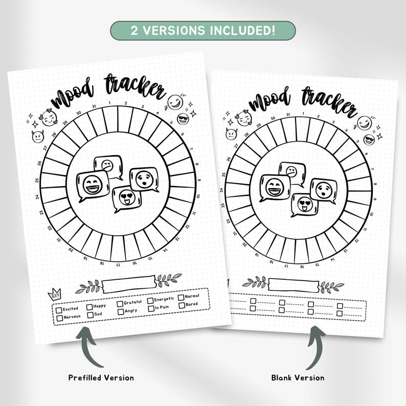 Monthly Mood Tracker, Feelings Tracker, Emotions Tracker, Track Mood ...