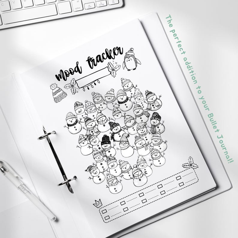 Snowmen Mood Tracker, Christmas Mood Journal, Winter Journal Page ...
