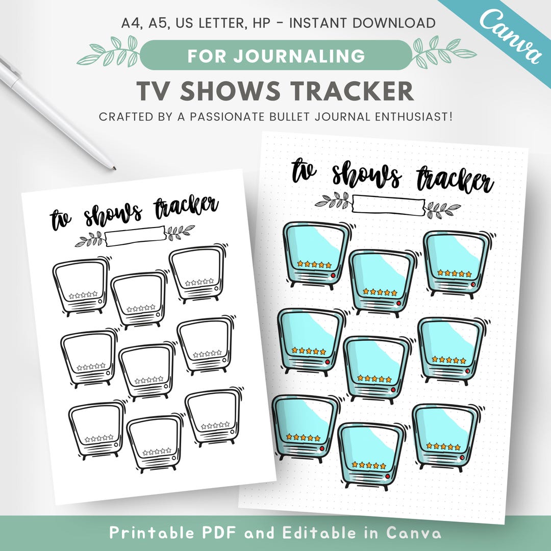 Television Shows Tracker, Shows Watched, Printable Journal Page, Tv ...