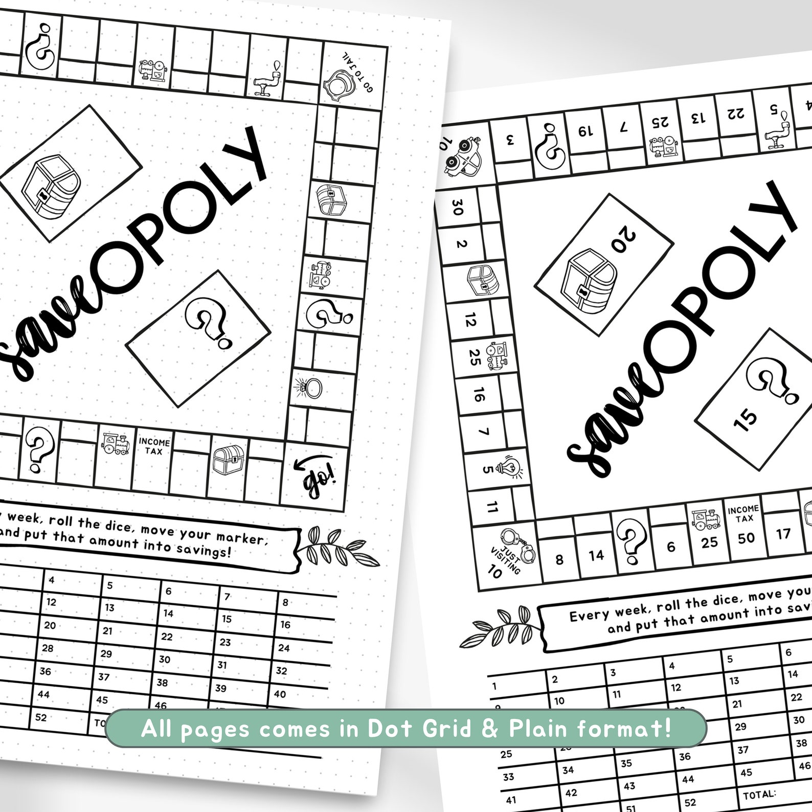 Printable Saveopoly Savings Challenge, Budgeting Game, Premade Page for ...