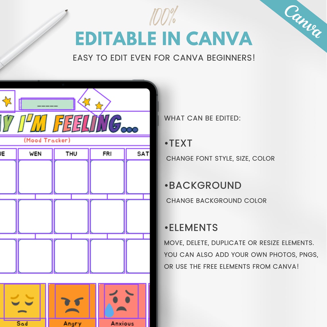 Printable Kids Mood Tracker, Weekly Feelings Chart, Toddler Emotions ...