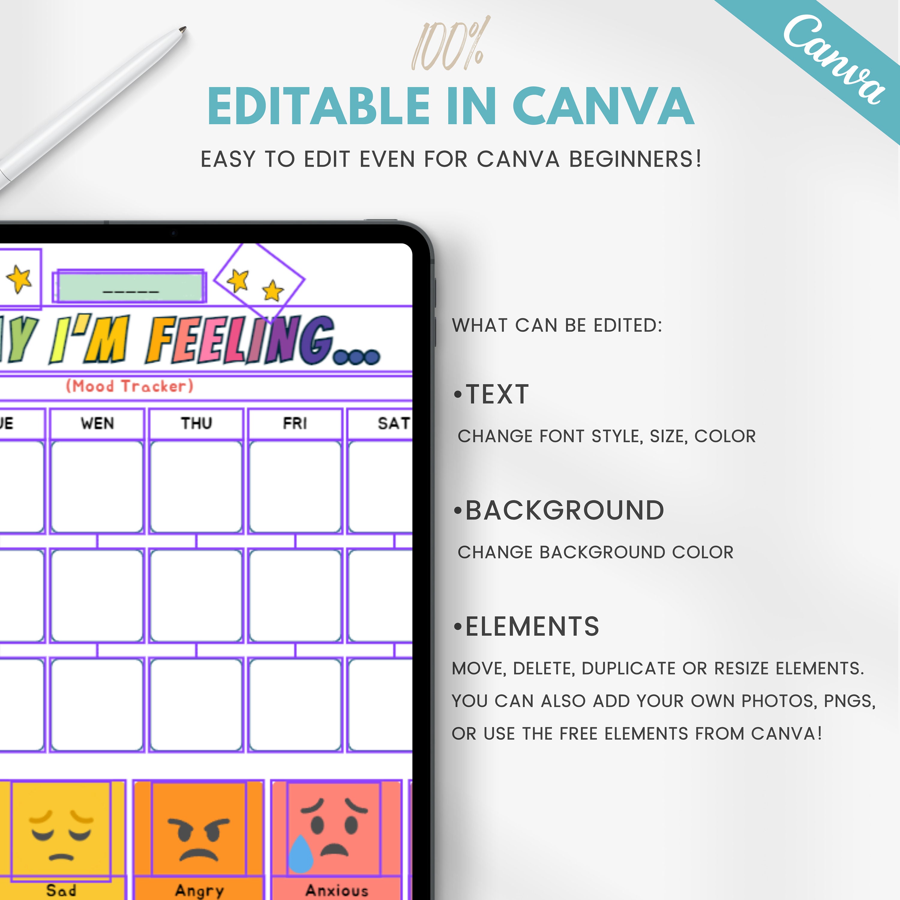 Printable Kids Mood Tracker, Weekly Feelings Chart, Toddler Emotions ...